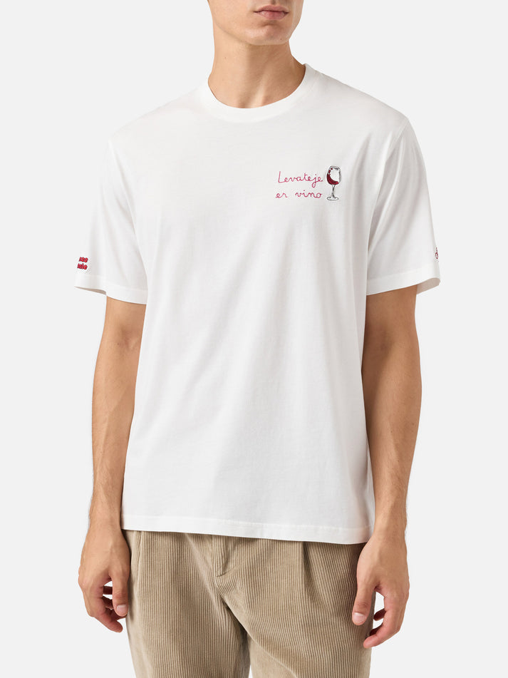 T-shirt Arnott Warm in cotone invernale con ricamo Levateje er vino ...