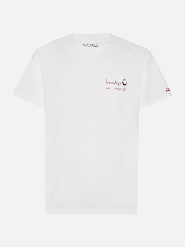 T-shirt Arnott Warm in cotone invernale con ricamo Levateje er vino ...