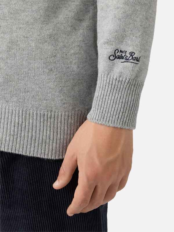 Girocollo Heron grigio con jacquard e patch St. Moritz | ST. MORITZ TO ...