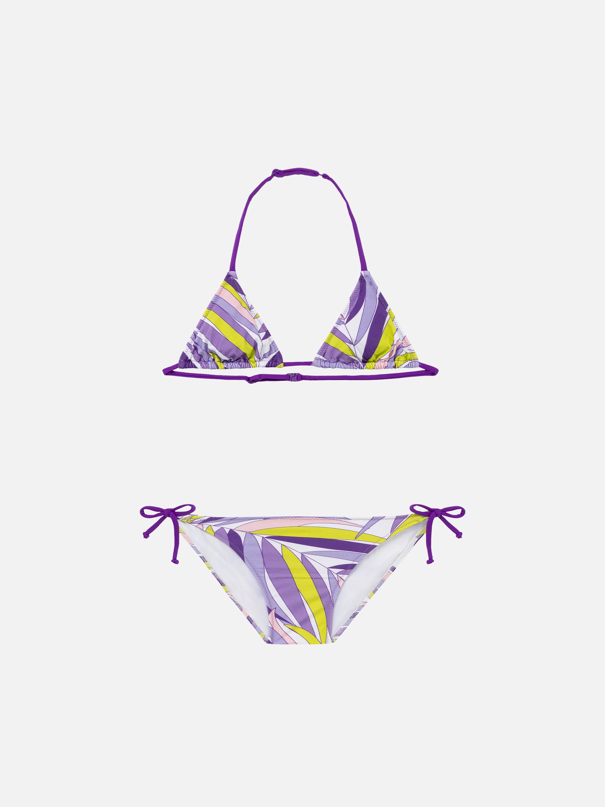 Bikini da bambina a triangolo con foglie di palma – MC2 Saint Barth