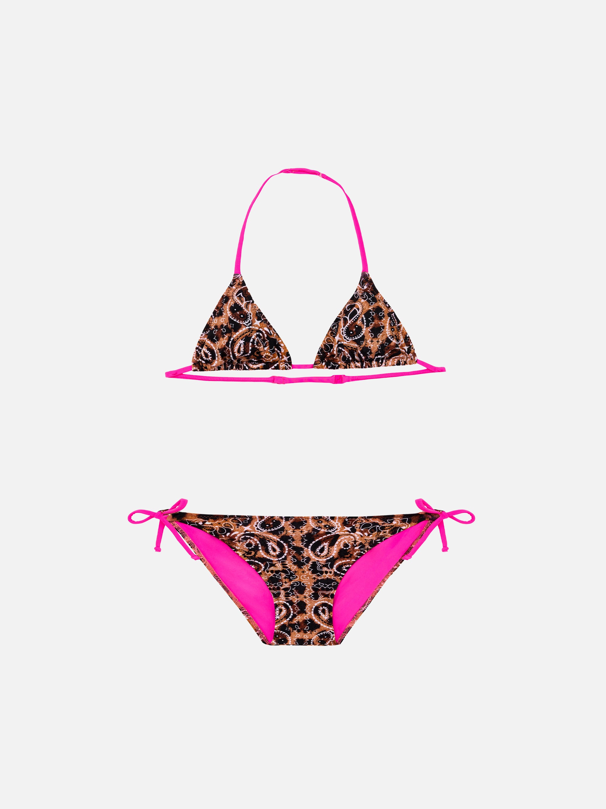 Bikini da bambina a triangolo con stampa bandana leo – MC2 Saint Barth