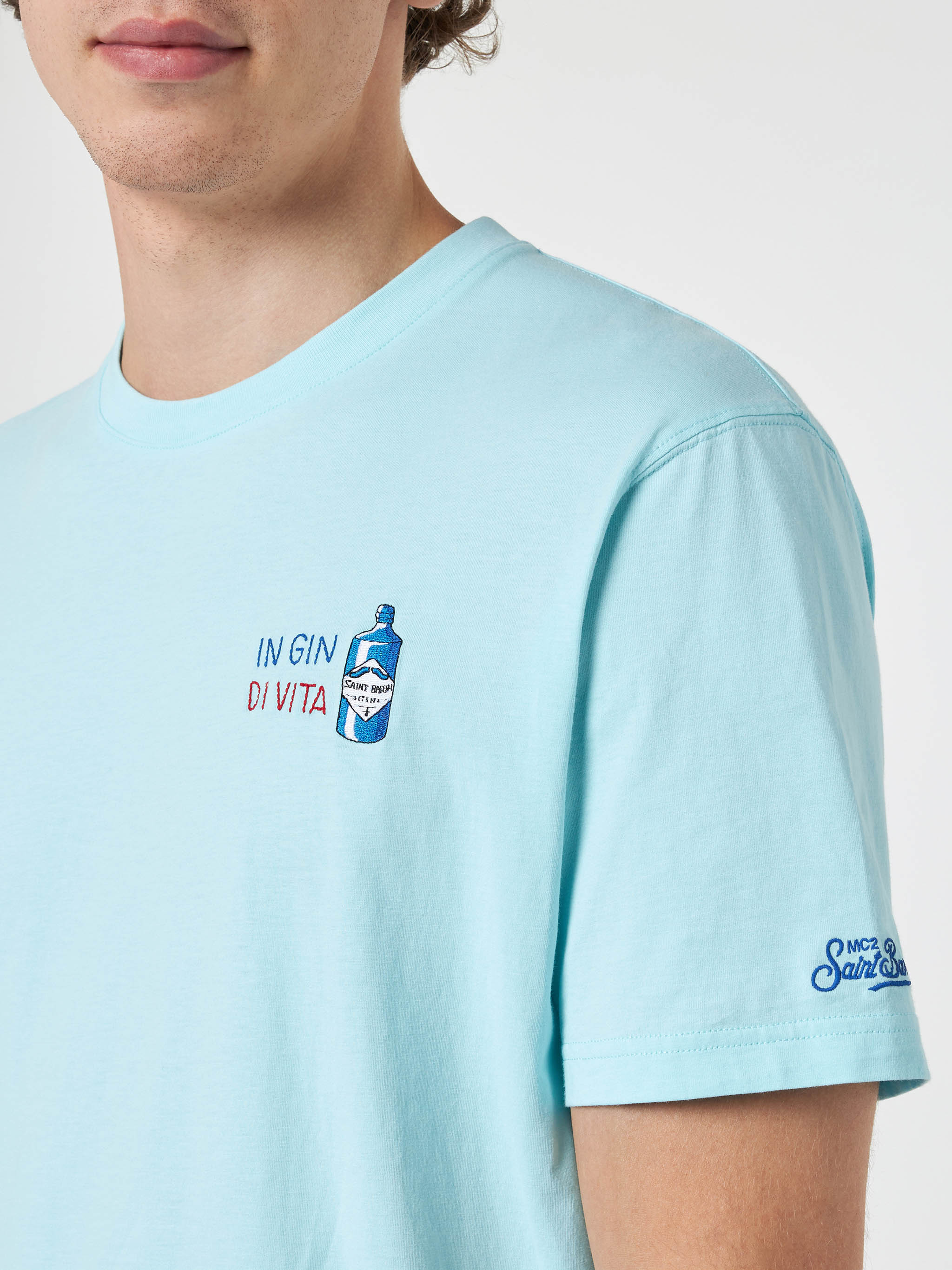 Man classic fit cotton jersey t-shirt Portofino with In Gin di vita em ...