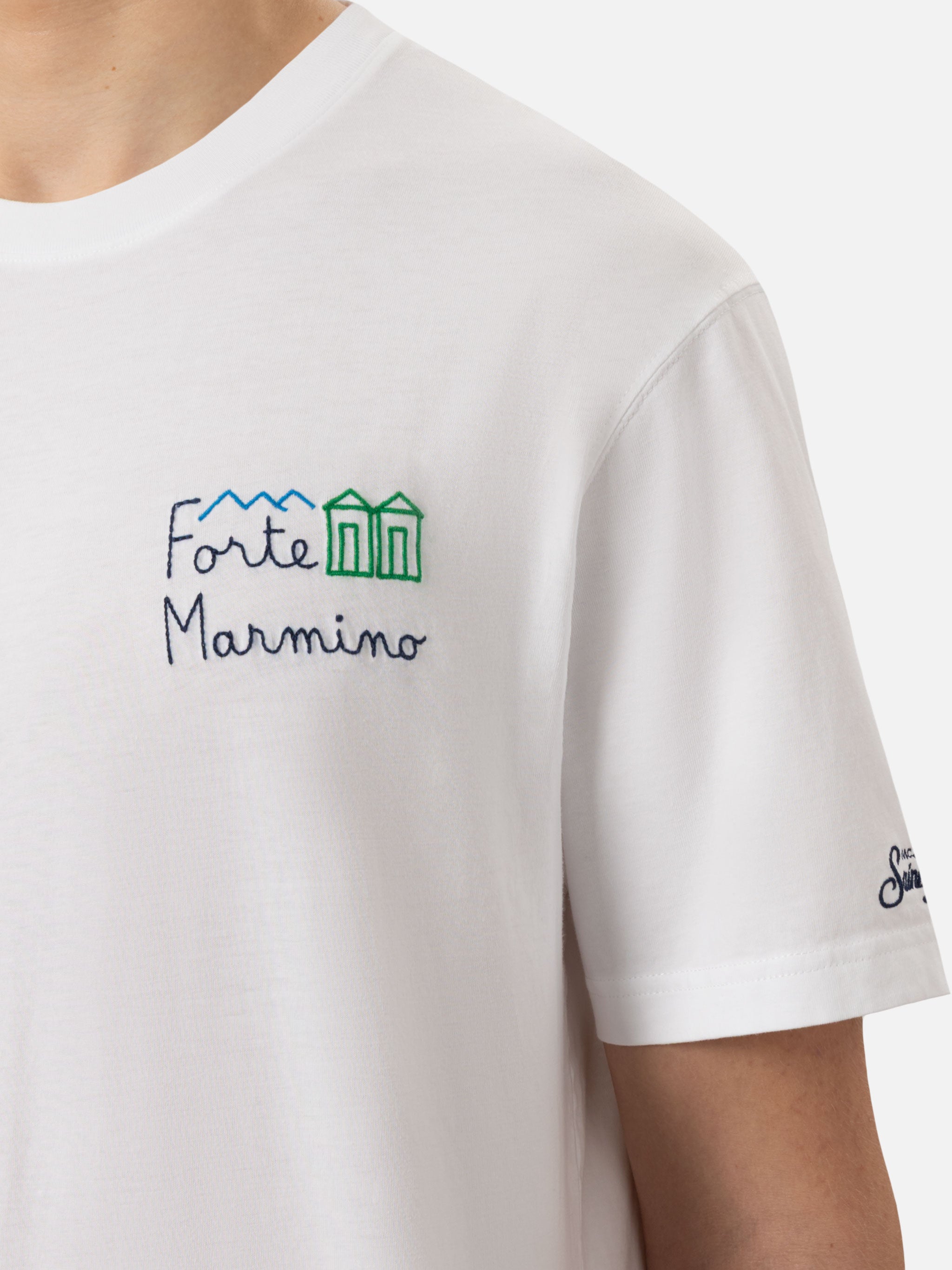 T-shirt Portofino in cotone con ricamo Forte Marmino – MC2 Saint Barth