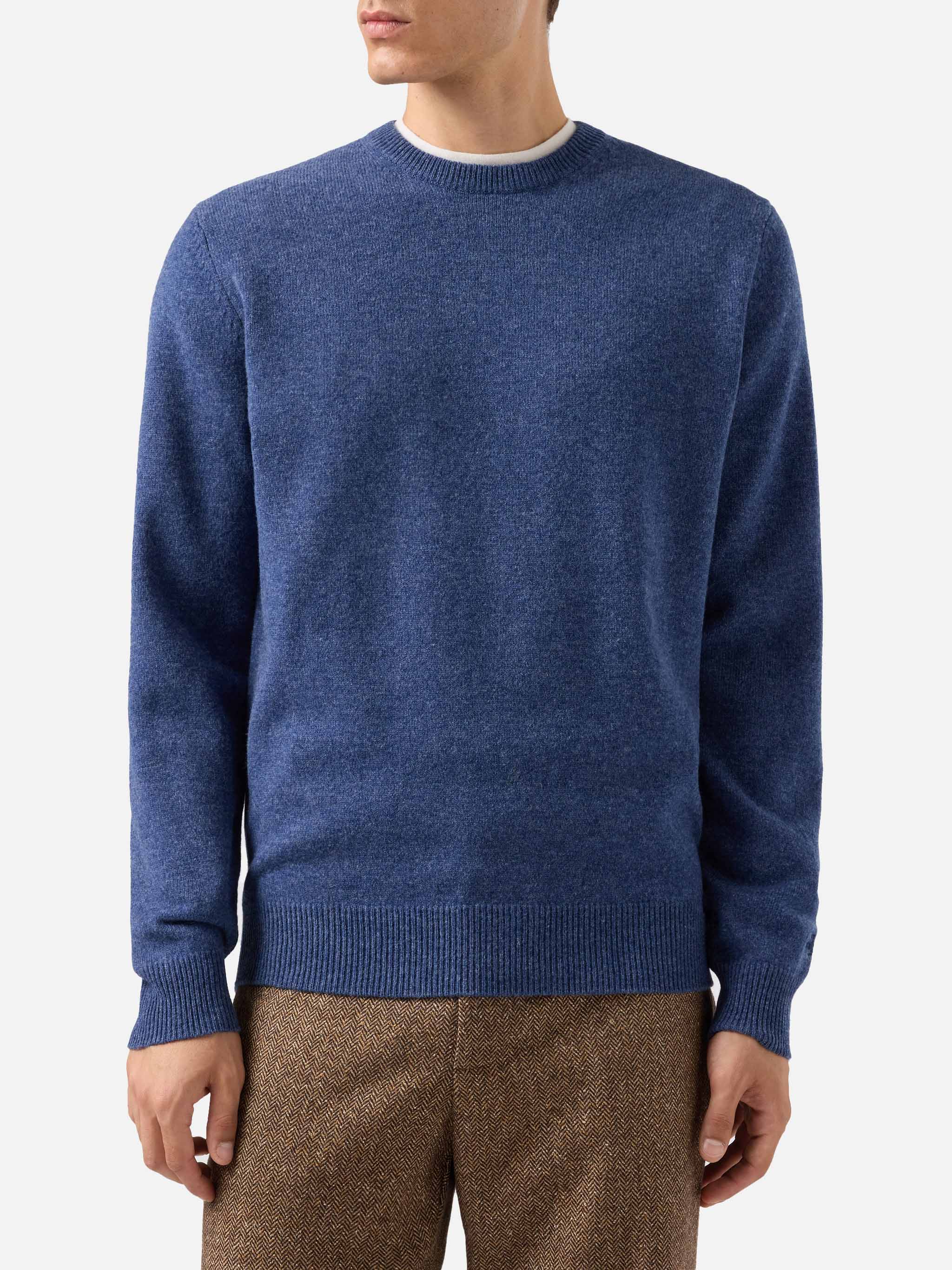 Regent 100% LAMBSWOOL sweater in blue denim – MC2 Saint Barth