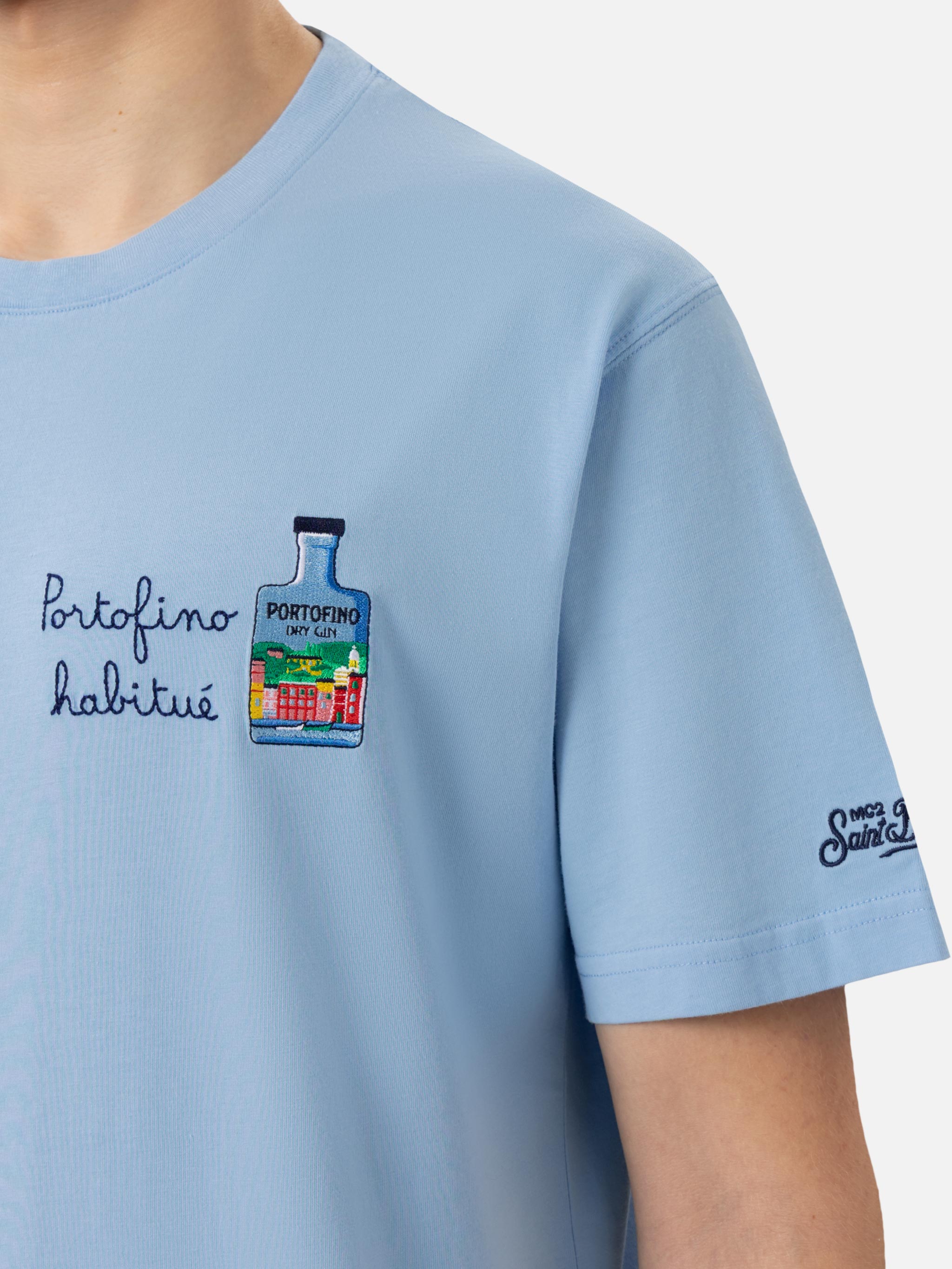 T-shirt Man in cotone con ricamo Portofino habituè | PORTOFINO DRY GIN ...