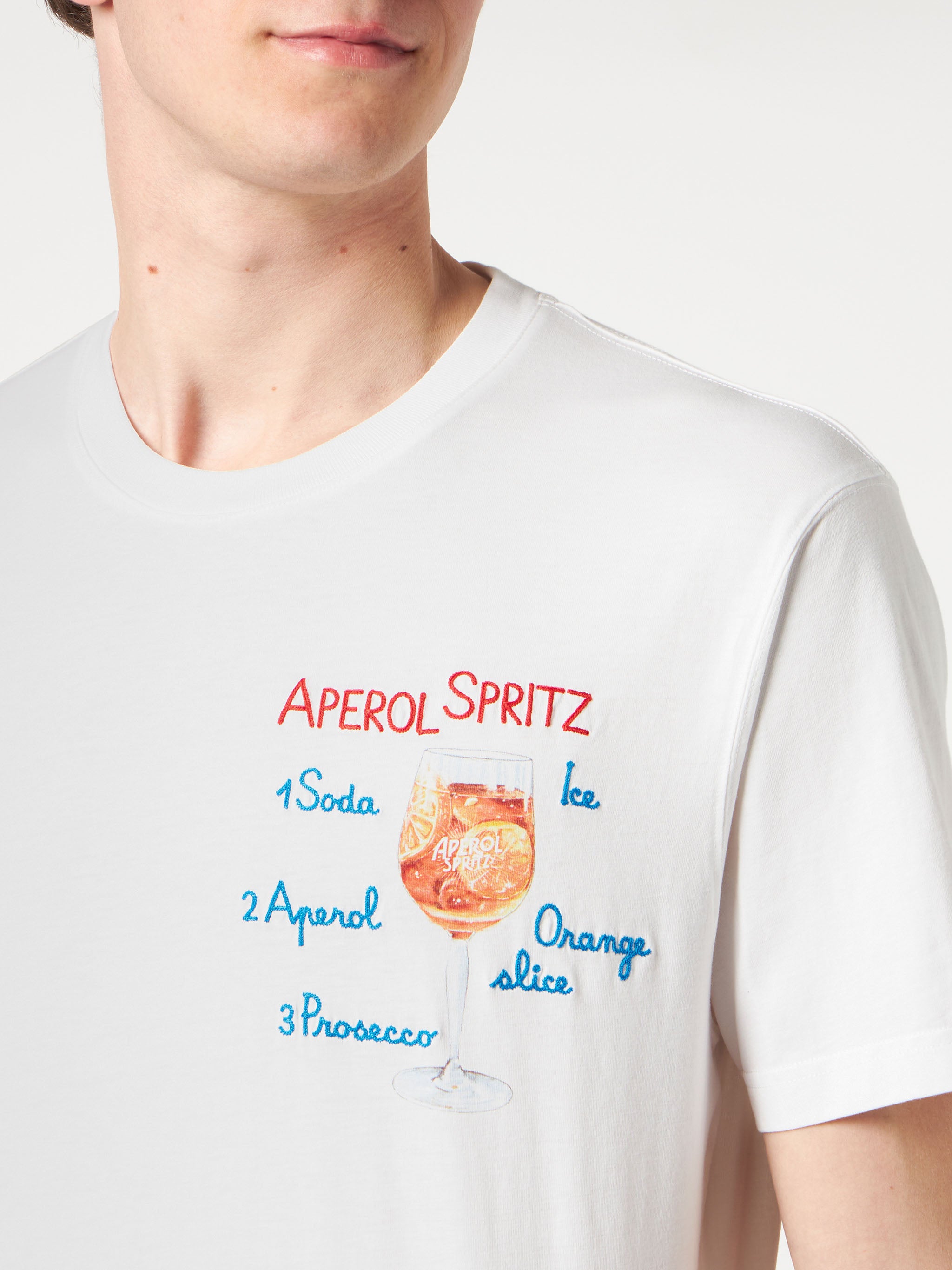T-shirt da uomo in cotone con ricamo frontale Aperol Spritz | EDIZIONE ...