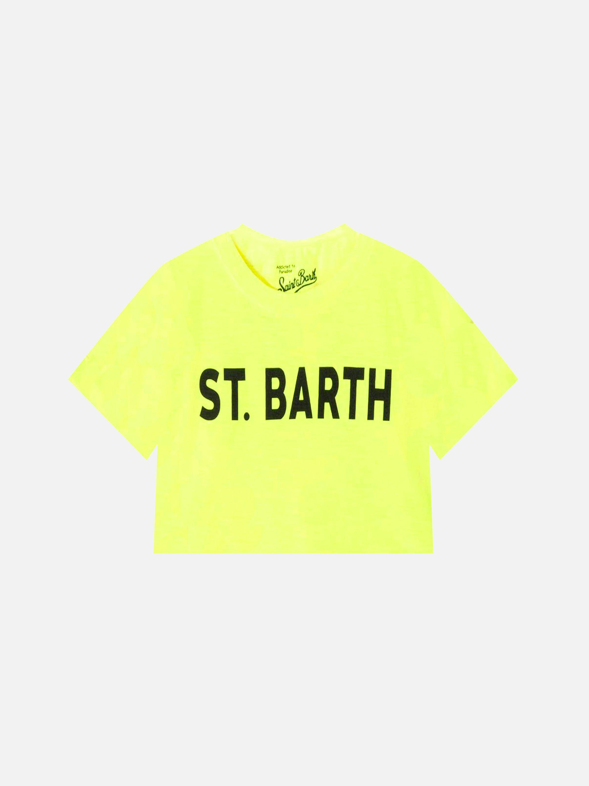 T-shirt corta da bambina giallo fluo – MC2 Saint Barth