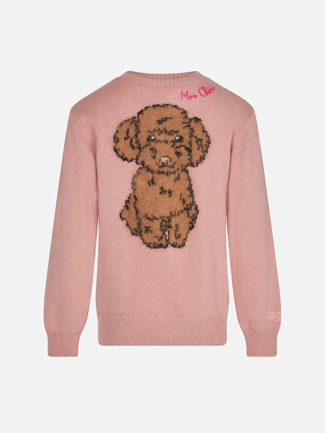 Maglione da bambina girocollo con jacquard cane – MC2 Saint Barth