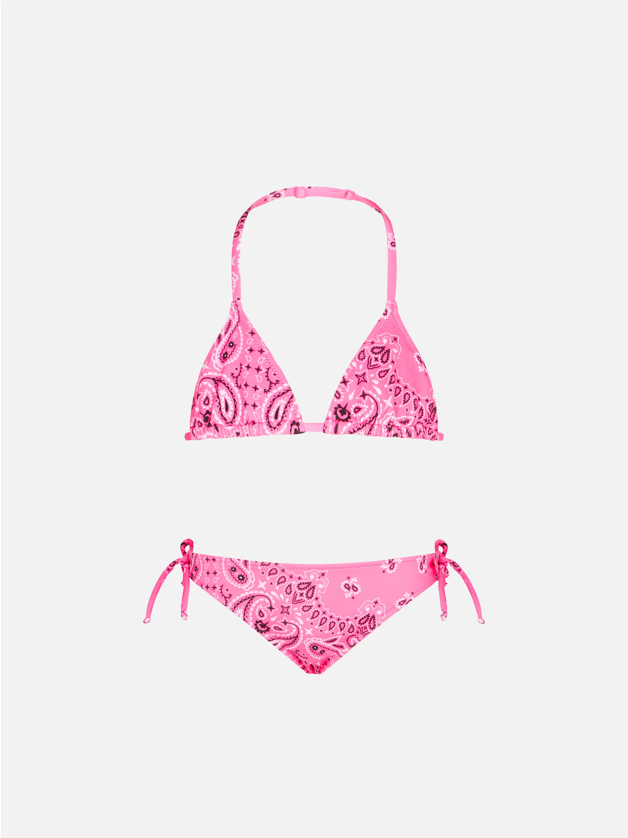 Bikini a triangolo per bambina con stampa bandana rosa fluo – MC2 Saint ...