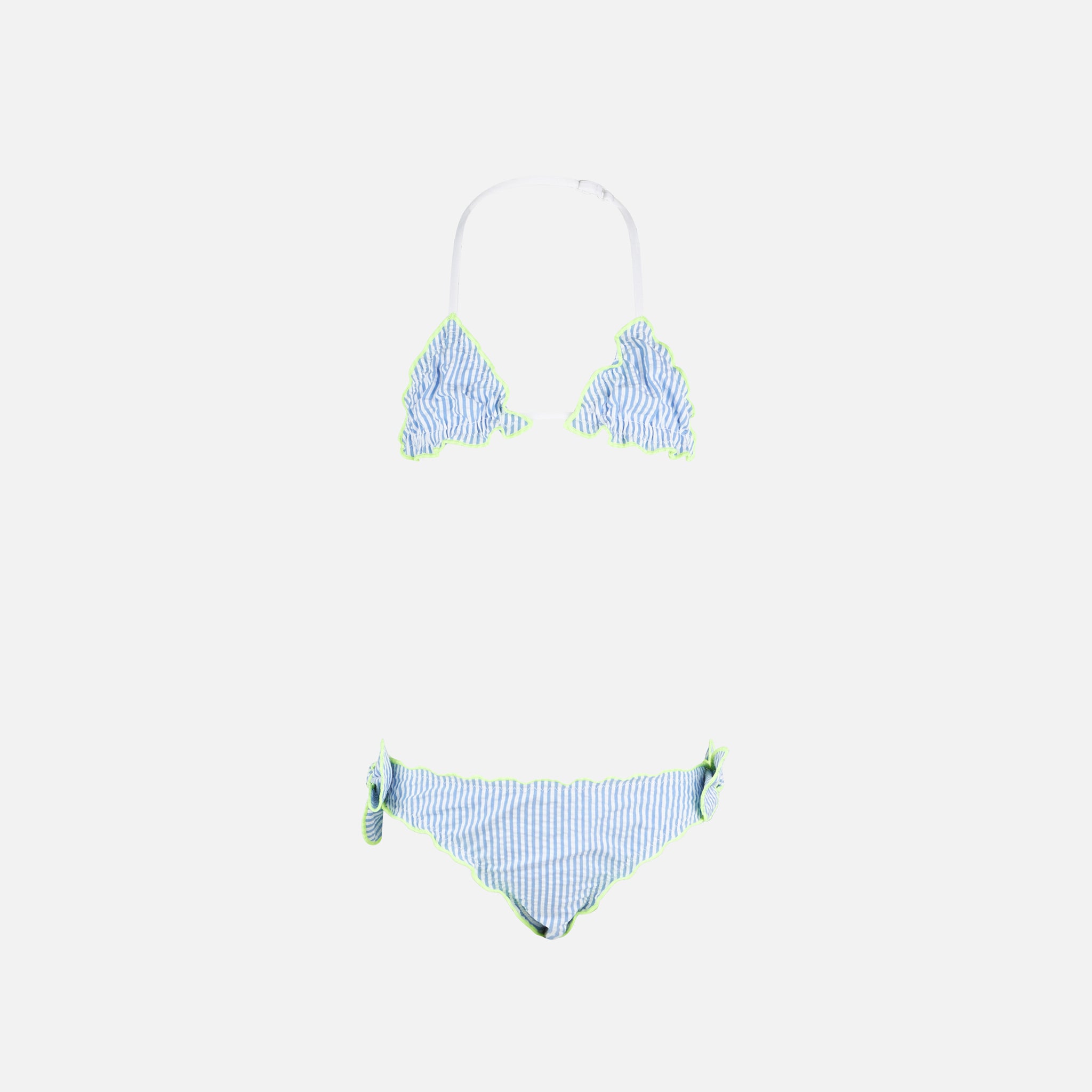 Bikini bambina a triangolo in seersucker con righe – MC2 Saint Barth