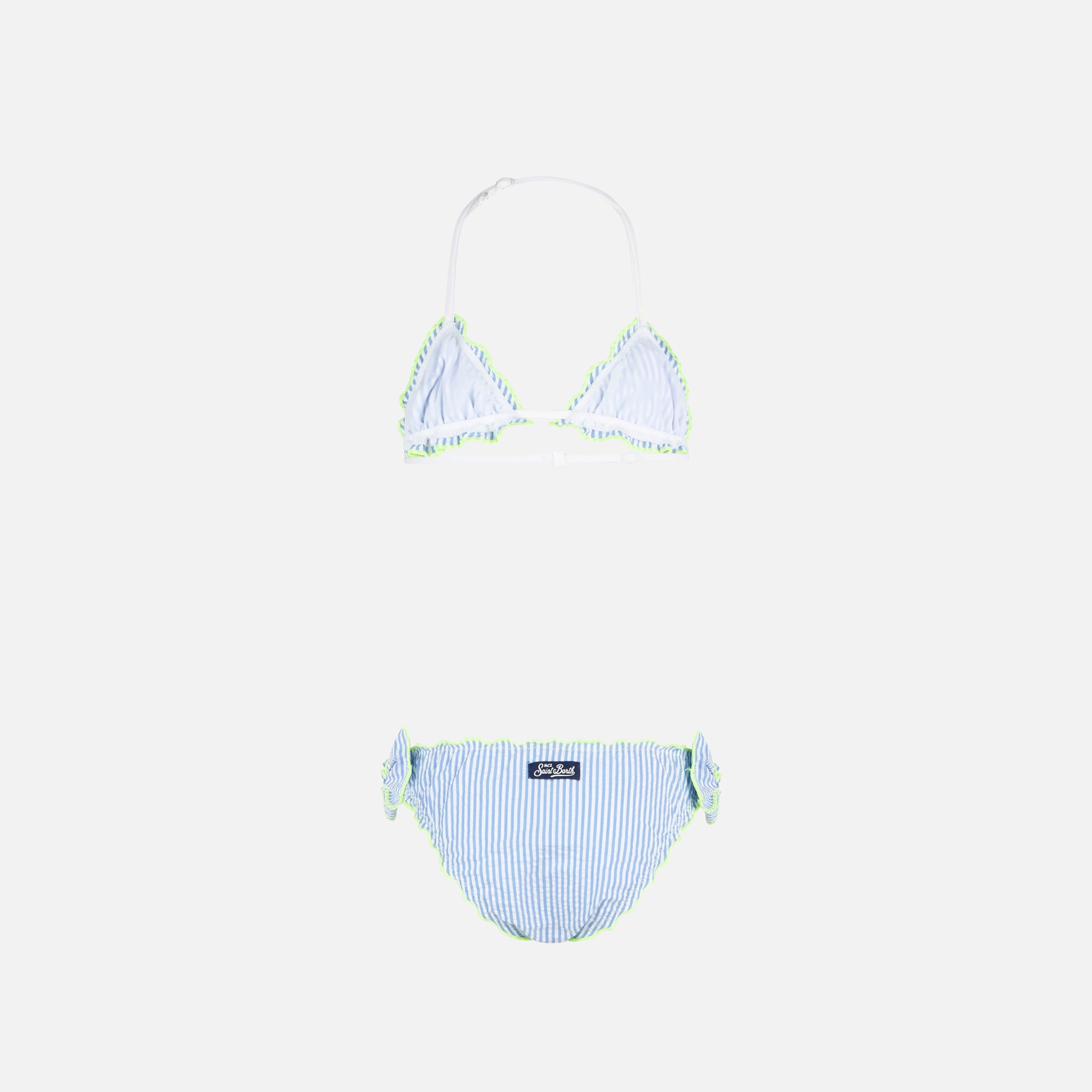 Bikini bambina a triangolo in seersucker con righe – MC2 Saint Barth