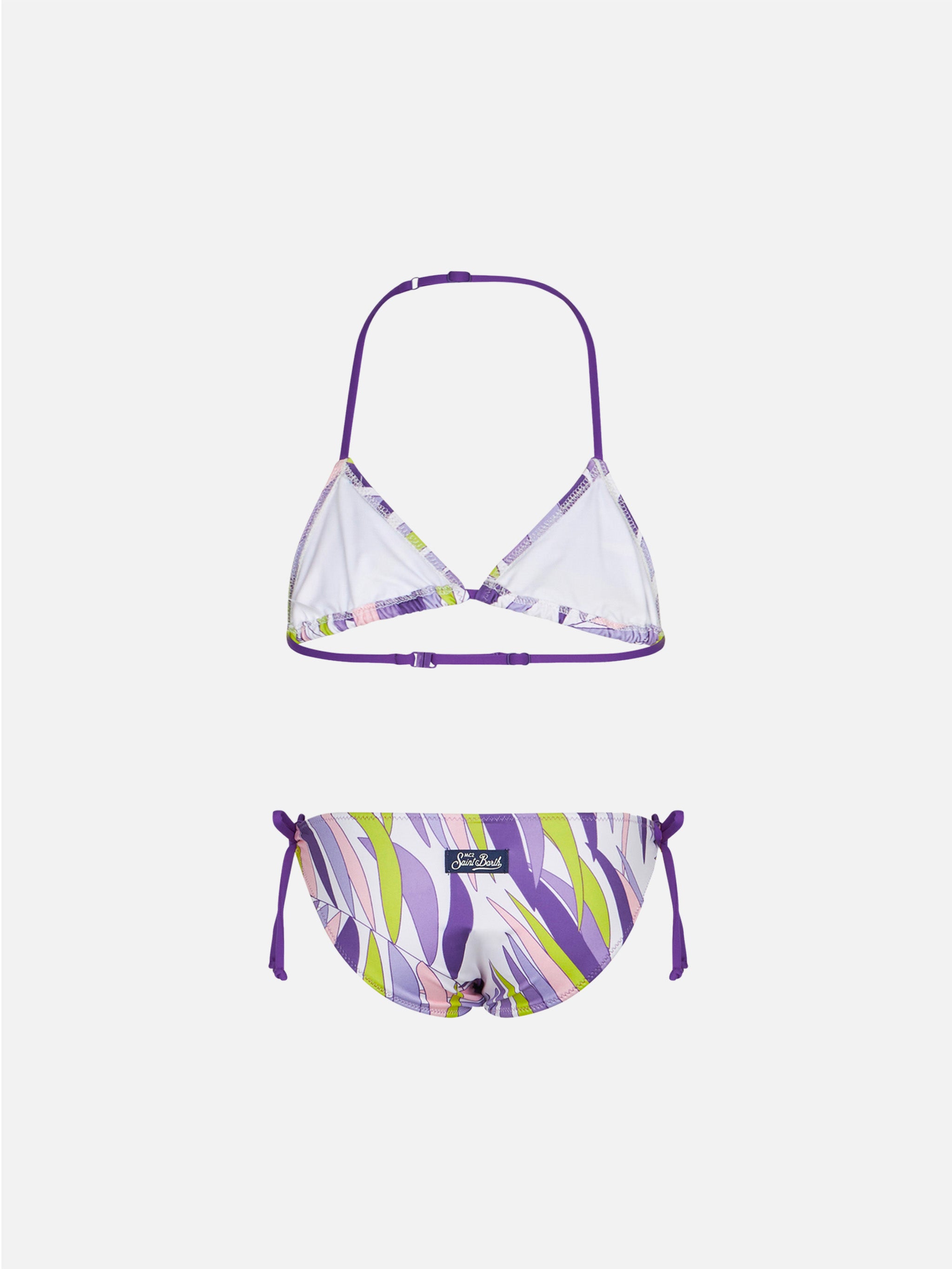 Bikini da bambina a triangolo con foglie di palma – MC2 Saint Barth