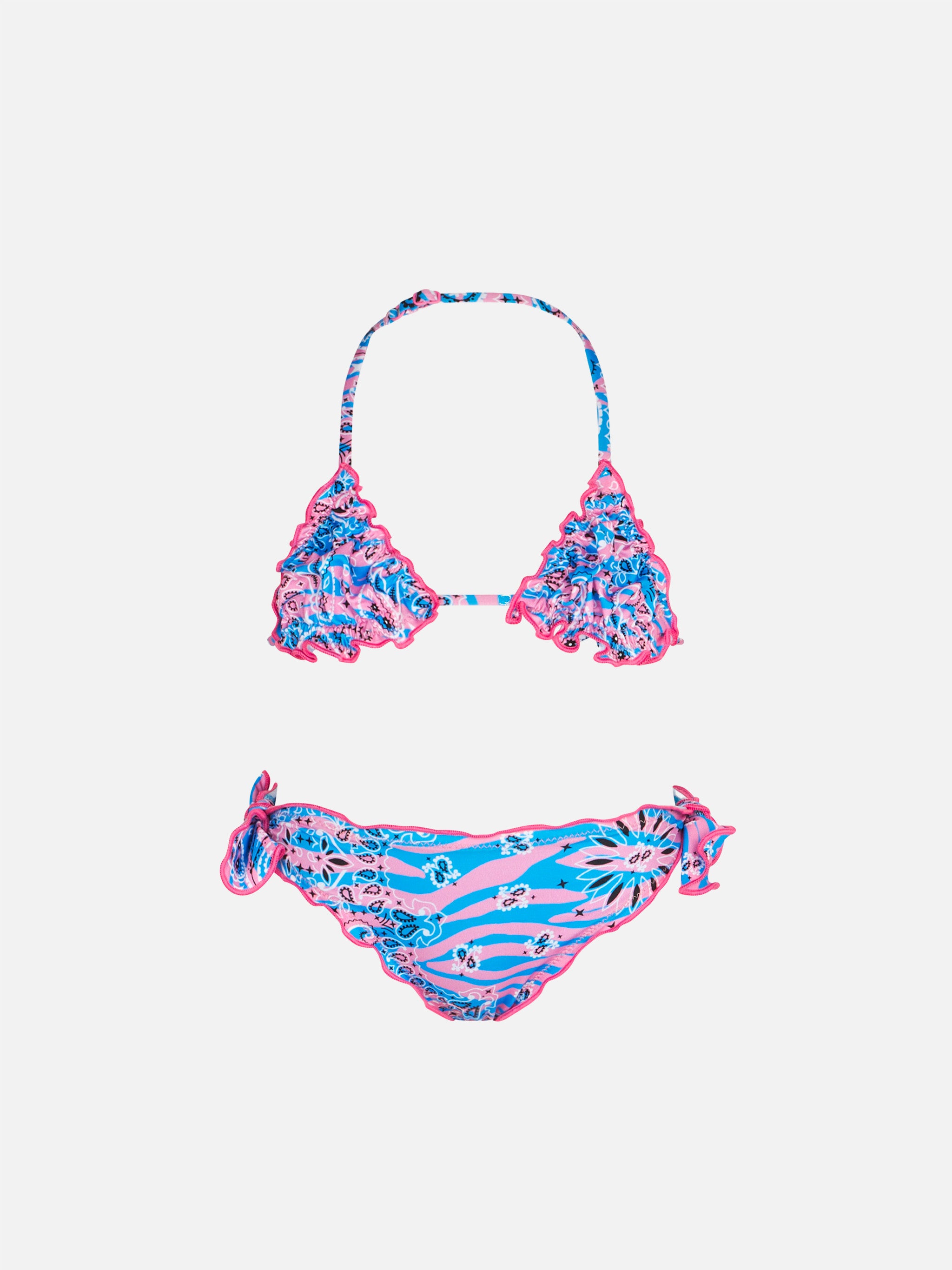 Bikini da bambina a triangolo con stampa bandana zebrata – MC2 Saint Barth