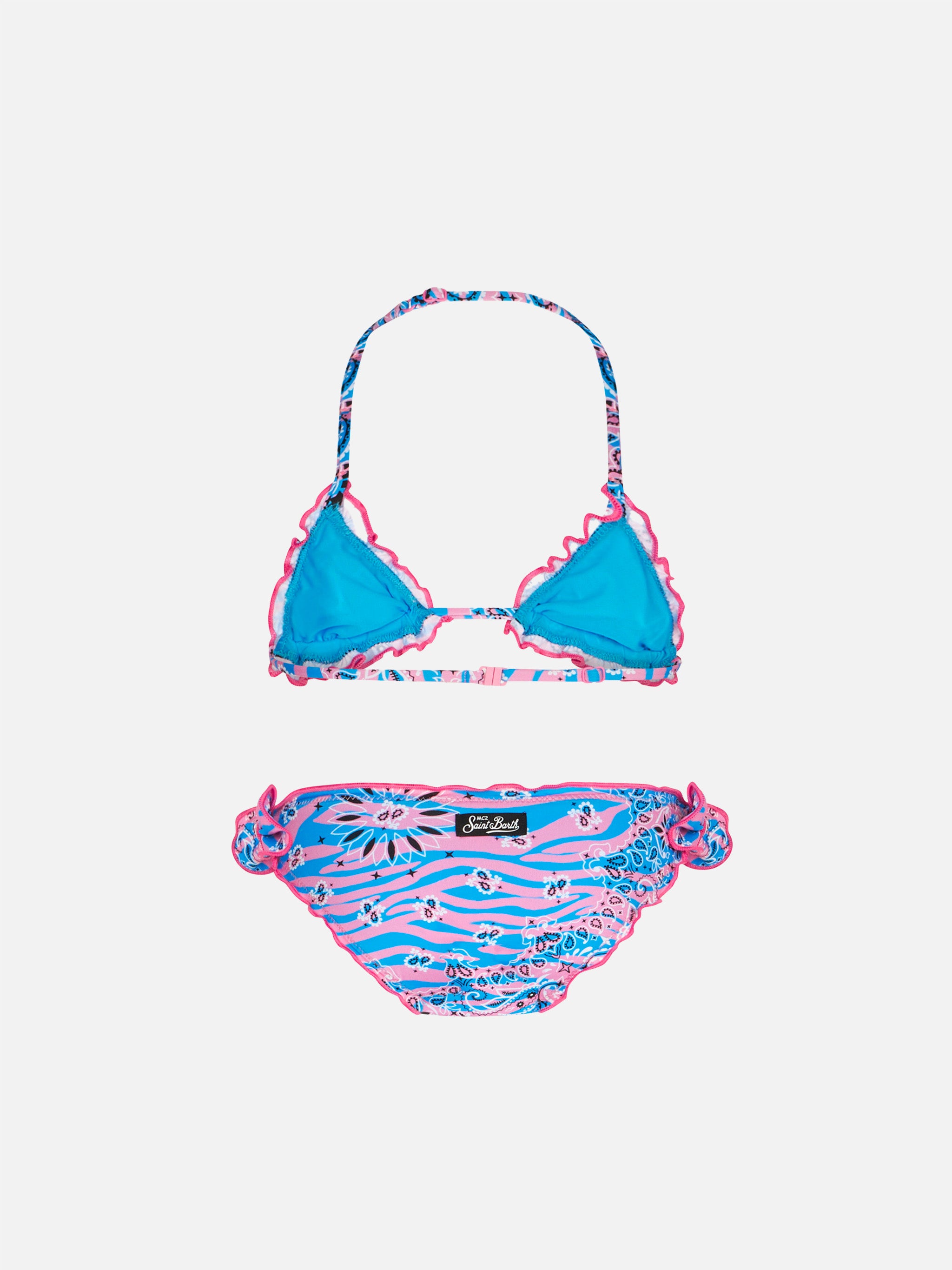 Bikini da bambina a triangolo con stampa bandana zebrata – MC2 Saint Barth