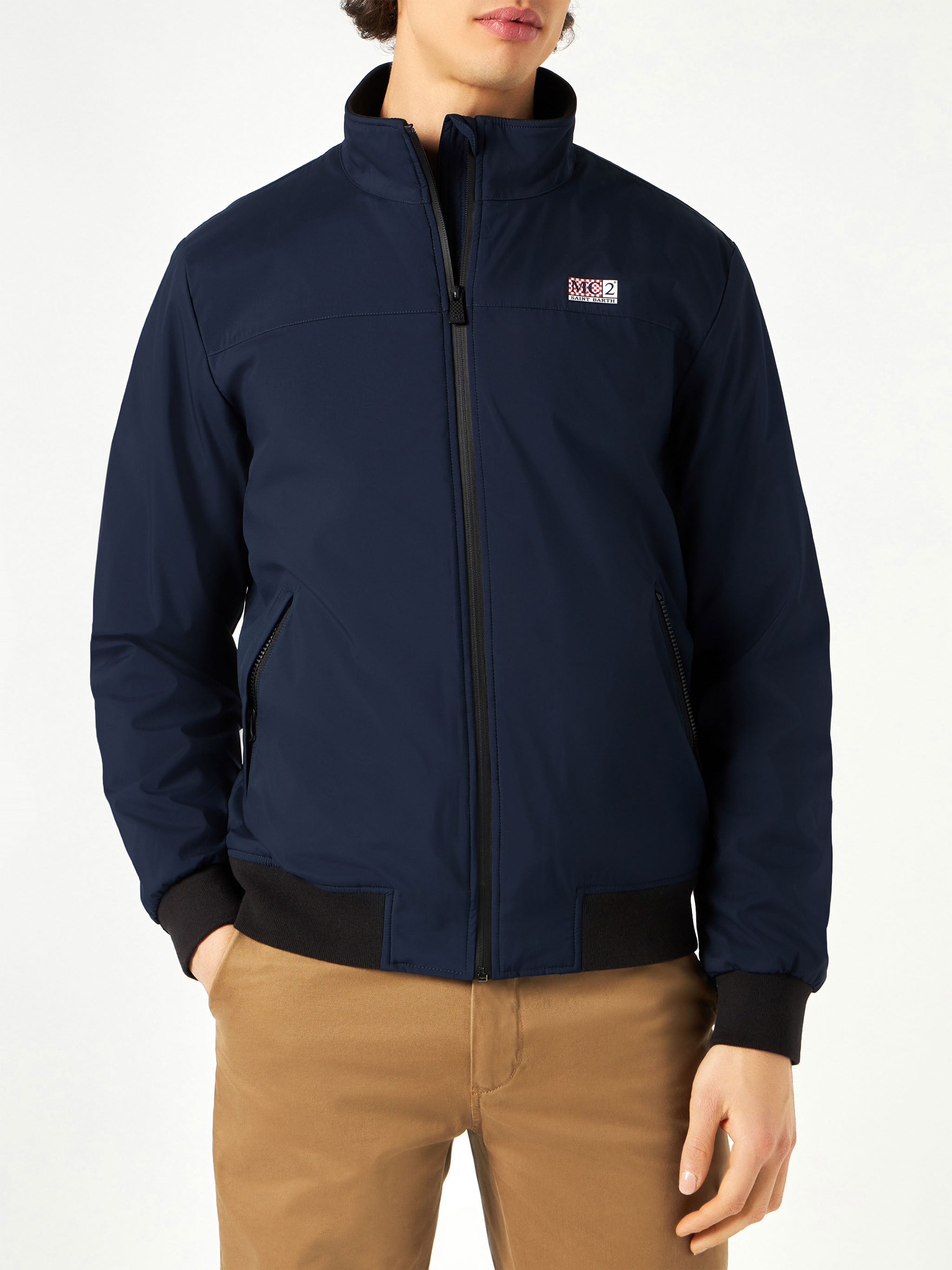 Country blue bomber jacket with faux fur lining – MC2 Saint Barth